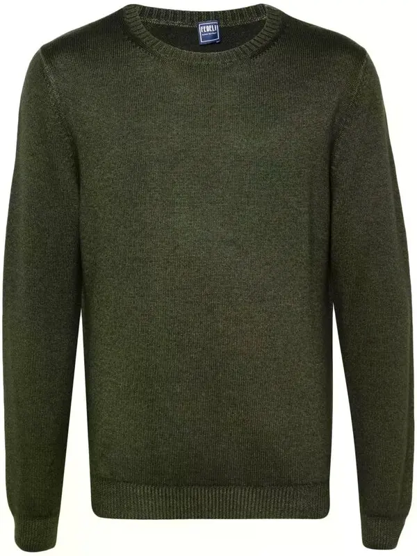 Fedeli Merino Wool Crew Neck Sweater - Green