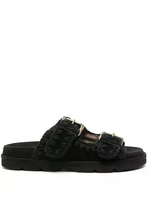 Mou Bio Suede Sandals - Black
