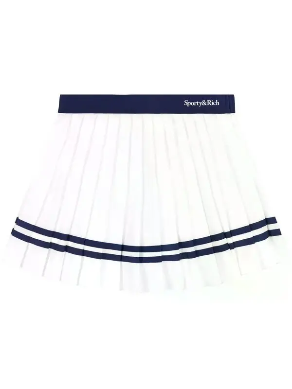 SPORTY & RICH Logo-print Pleated Skirt - White