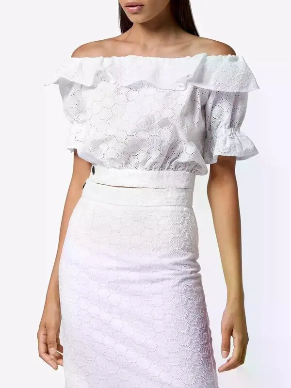 Philipp Plein Off-shoulder Lace Blouse