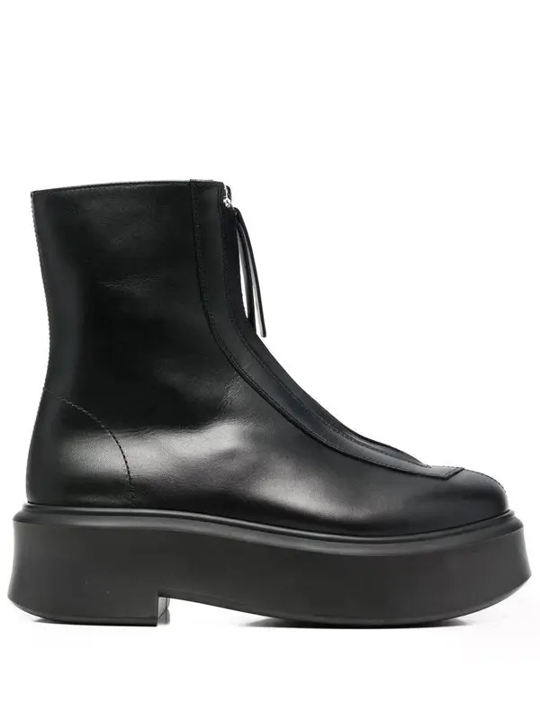 THE ROW Zipped Ankle Boots - Black