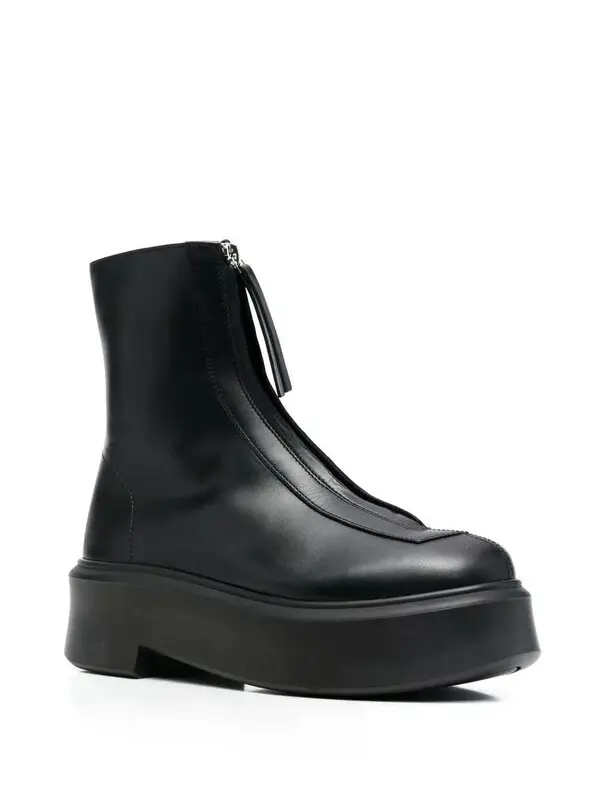 THE ROW Zipped Ankle Boots - Black
