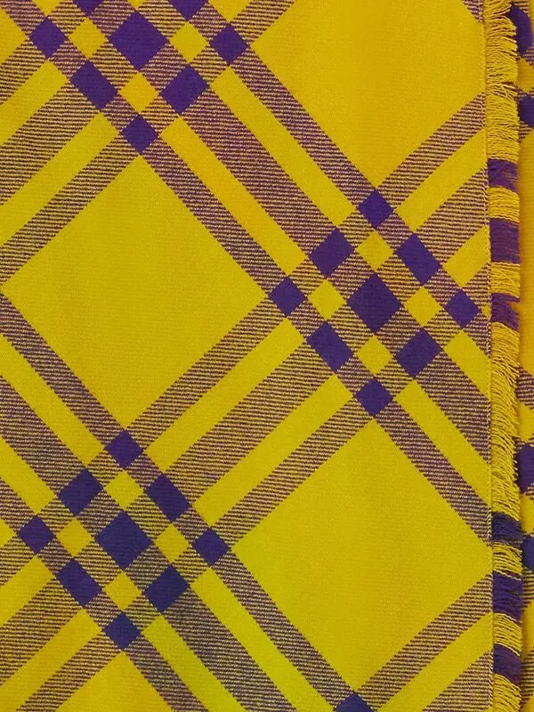 Burberry Check-pattern Frayed Kilt - Yellow