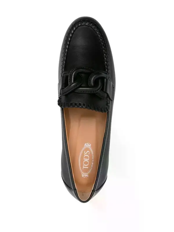 TOD'S Chain-link Leather Loafers - Black