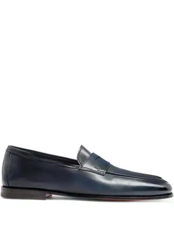 Santoni Carlo Leather Loafers - Blue