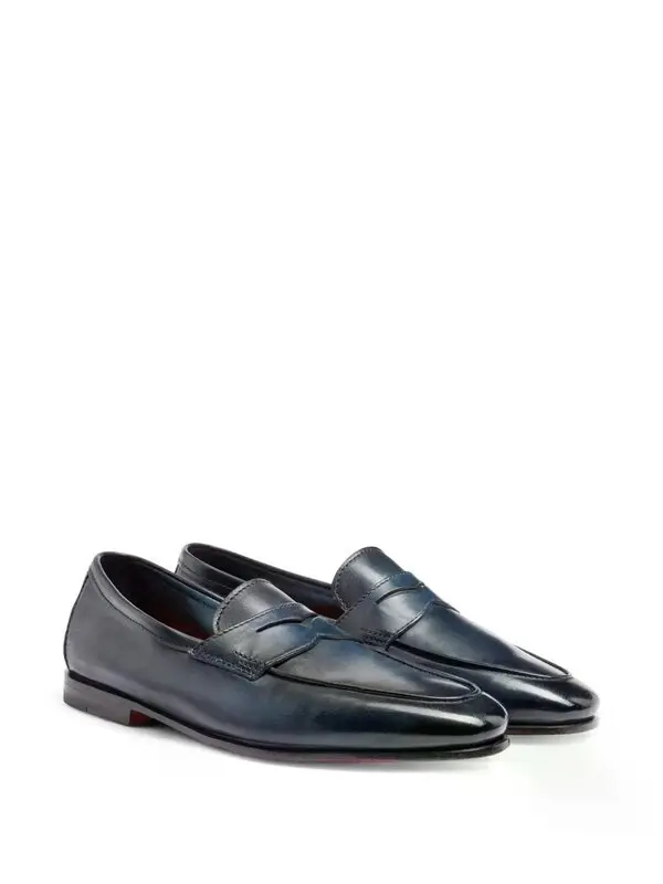 Santoni Carlo Leather Loafers - Blue