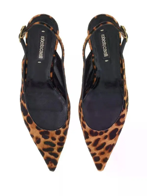 Roberto Cavalli Leopard-print Slingback Pumps