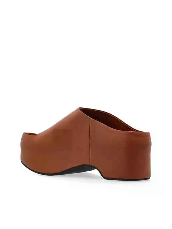 Marni Leather Platform Mules - Brown