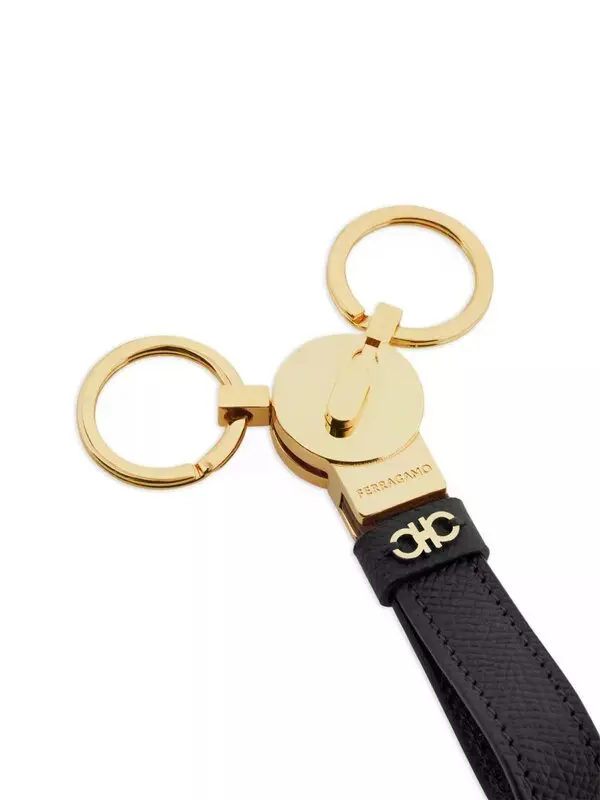FERRAGAMO Logo-embossed Leather Keychain