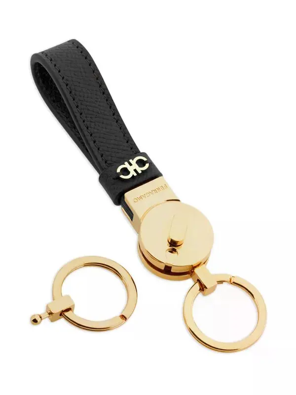 FERRAGAMO Logo-embossed Leather Keychain