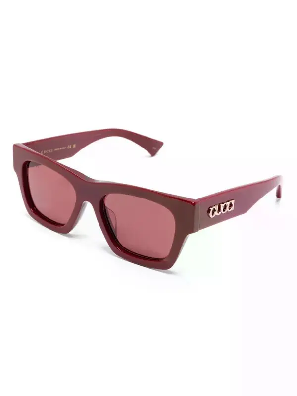 Gucci Logo-lettering Sunglasses - Red