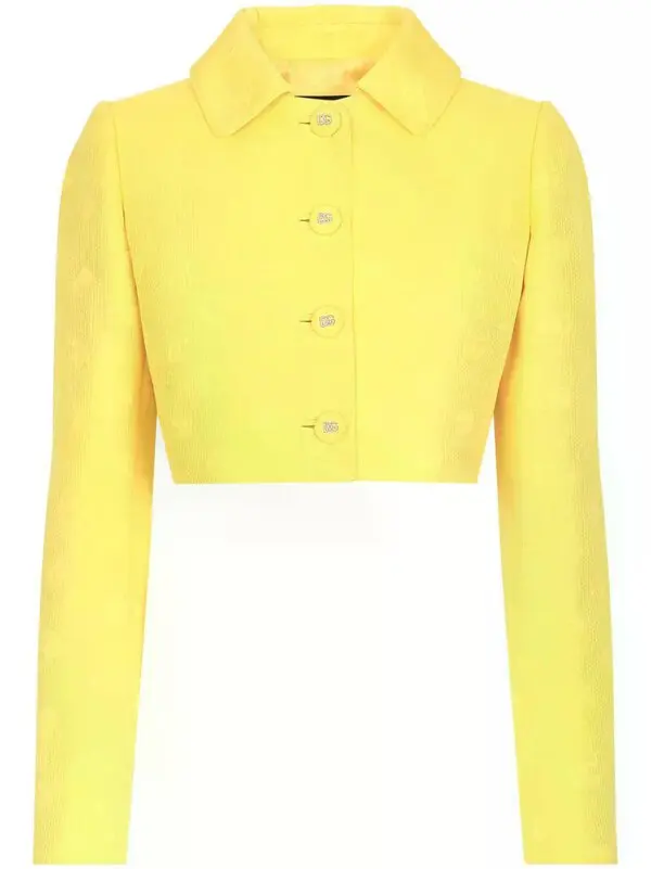 Dolce & Gabbana Monogram-jacquard Cropped Jacket - Yellow