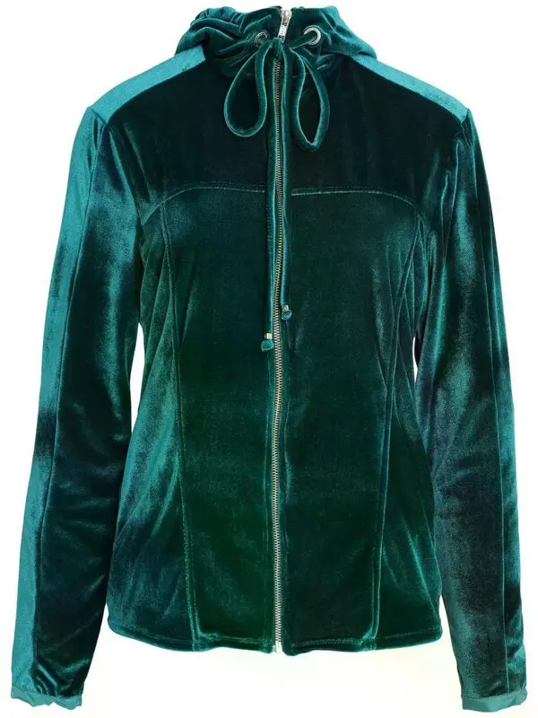 AMIR SLAMA Velour Hooded Jacket - Green