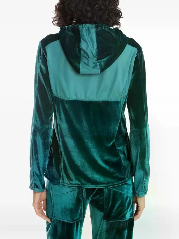 AMIR SLAMA Velour Hooded Jacket - Green