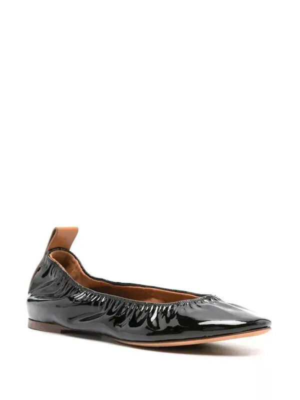 LANVIN Patent Leather Ballerina Shoes - Black