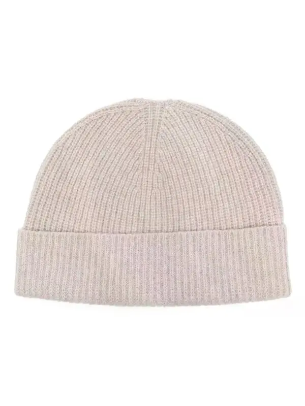 Sunspel Cashmere Ribbed Beanie - Neutrals