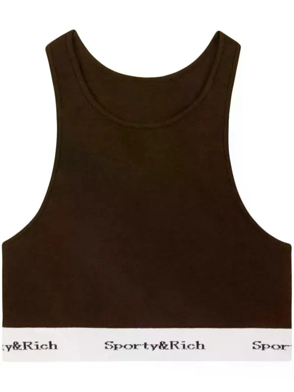 SPORTY & RICH Serif-logo Ribbed Crop Top