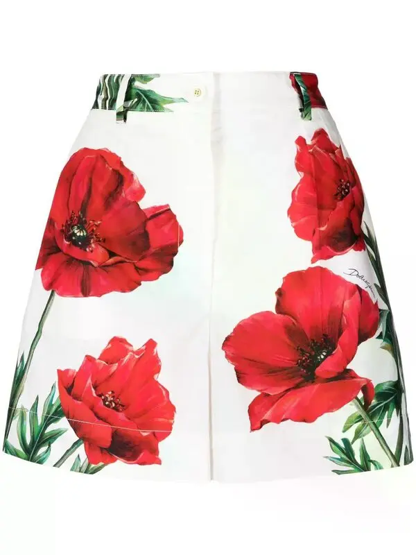 Dolce & Gabbana Floral-print Cotton Tailored Shorts