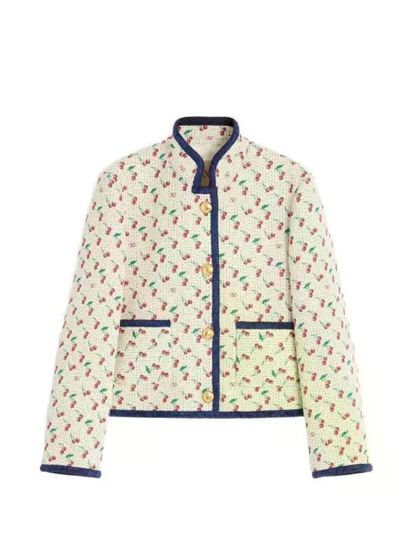 Valentino Garavani Padded Caban With Cherryfic-print Jacquard - Neutrals