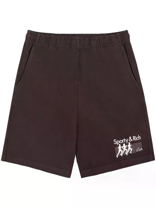 SPORTY & RICH Trio Cotton Track Shorts