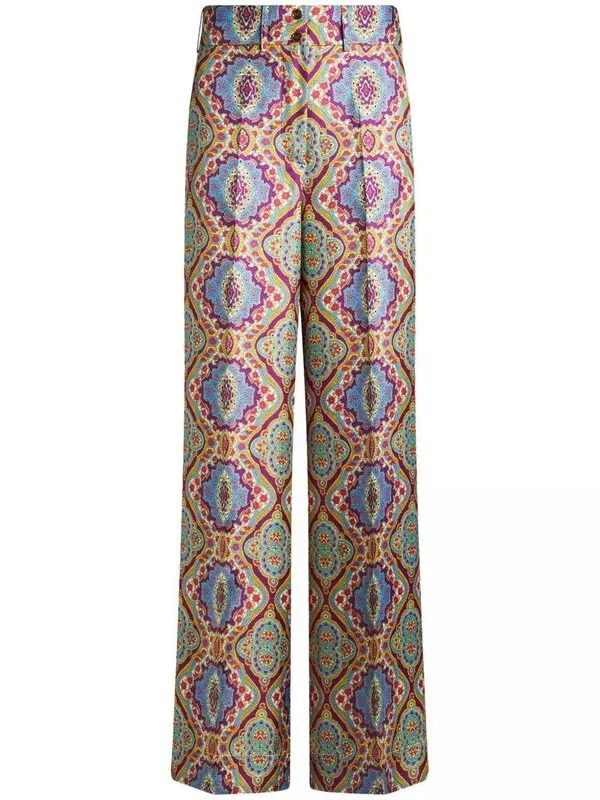 Etro Medallion-print Silk Trousers