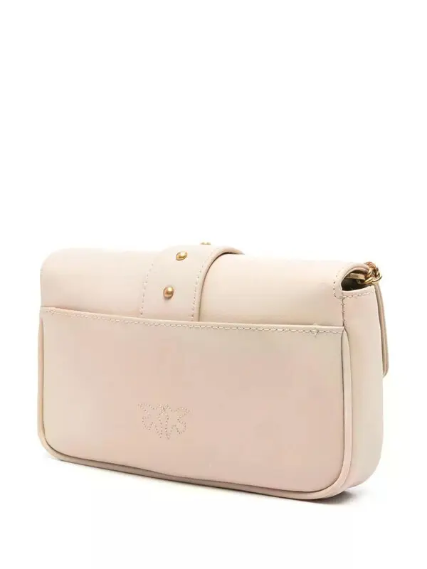 Pinko Small Love One Pocket Clutch Bag With Diamond Cut Buckle - Neutrals