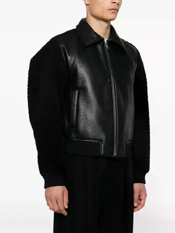 Random Identities Faux-leather And Faux Shearling Bomber Jacket