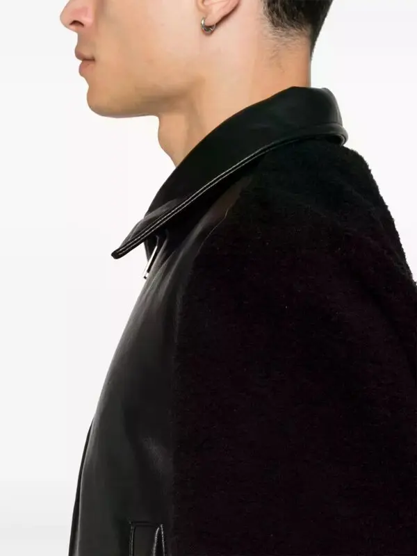 Random Identities Faux-leather And Faux Shearling Bomber Jacket