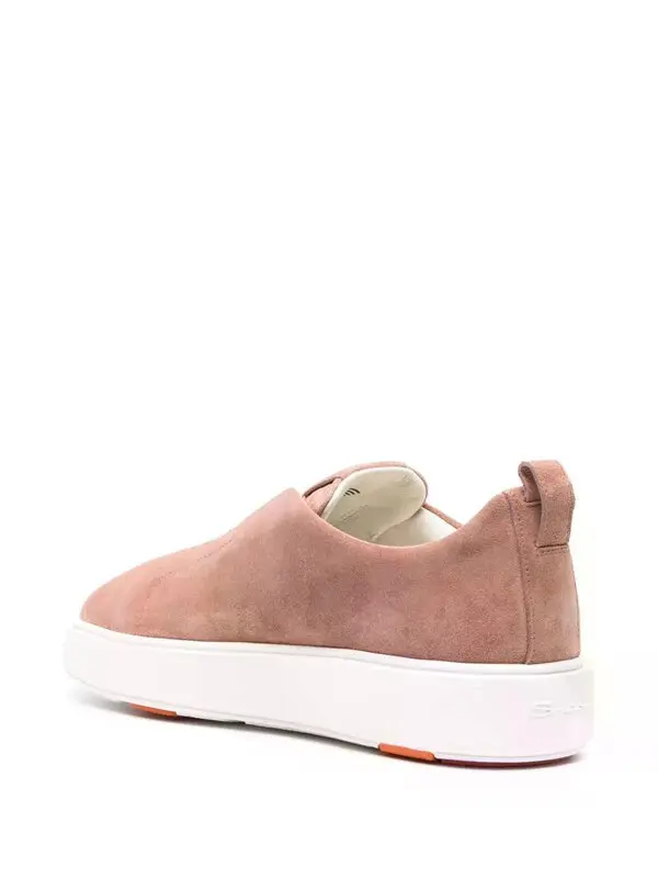 Santoni Logo-debossed Suede Slip-on Sneakers - Pink