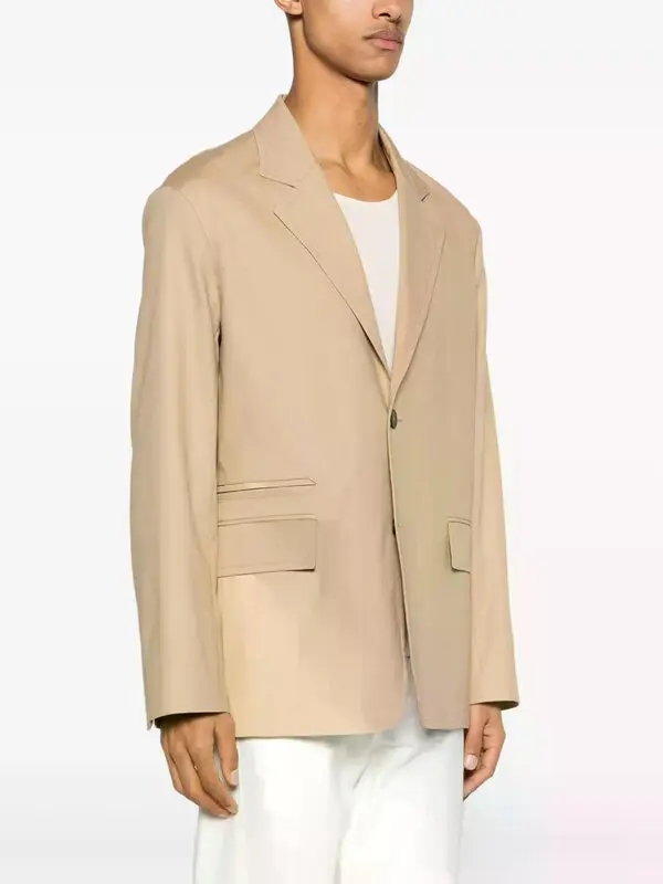 LANVIN Single-breasted Cotton Blazer - Neutrals