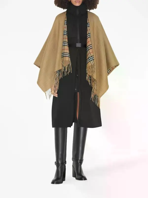 Burberry Check-pattern Reversible Wool Cape - Neutrals