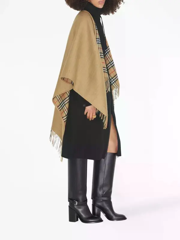 Burberry Check-pattern Reversible Wool Cape - Neutrals