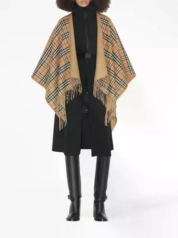 Burberry Check-pattern Reversible Wool Cape - Neutrals
