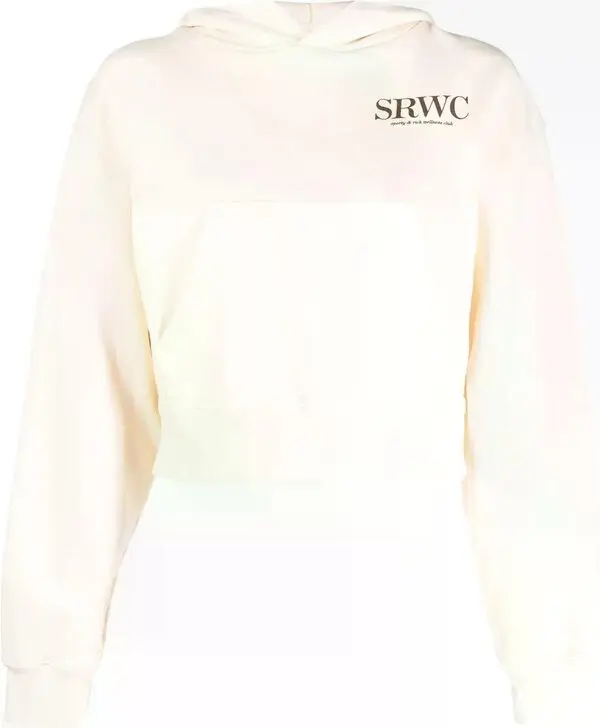SPORTY & RICH Logo-print Cotton Hoodie - Neutrals