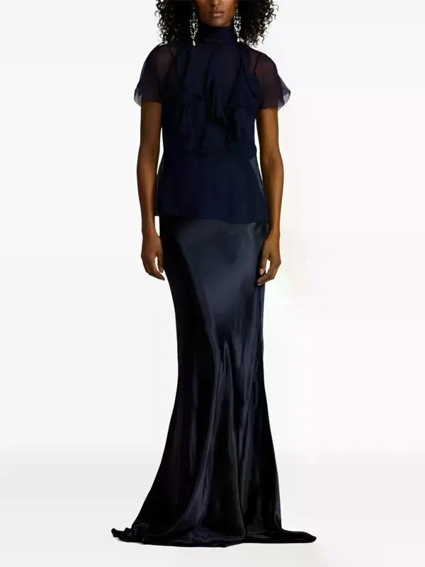 Ralph Lauren Satin-finish Flared Skirt - Blue