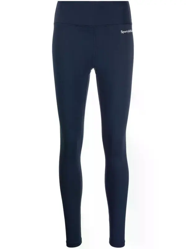 SPORTY & RICH Serif Logo-print Leggings - Blue