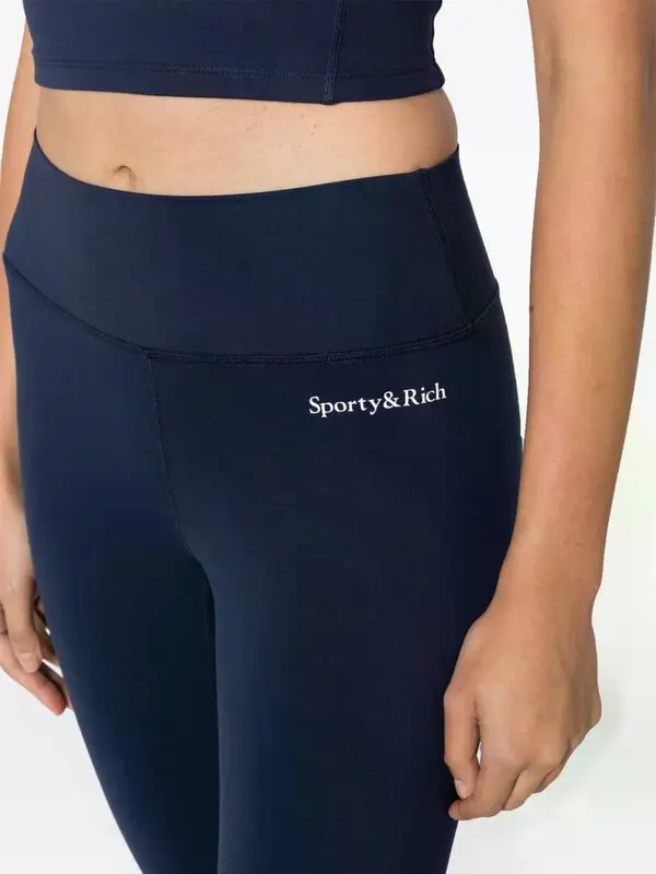 SPORTY & RICH Serif Logo-print Leggings - Blue