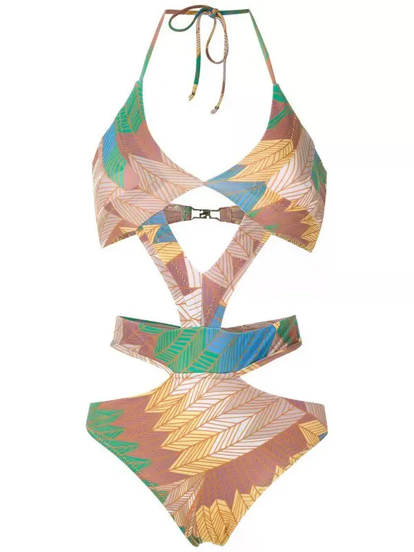 AMIR SLAMA Printed Cut Out Swimsuit - Multicolour