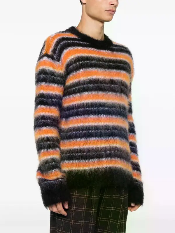 Marni Striped Mohair-blend Sweater - Black