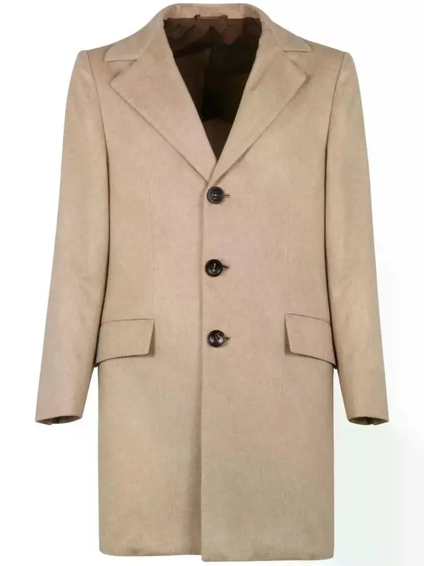 Kiton Single-breasted Cashmere Blend Coat - Neutrals