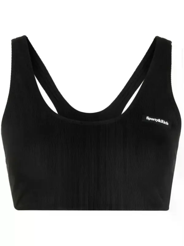 SPORTY & RICH Serif Logo-patch Ribbed Bra