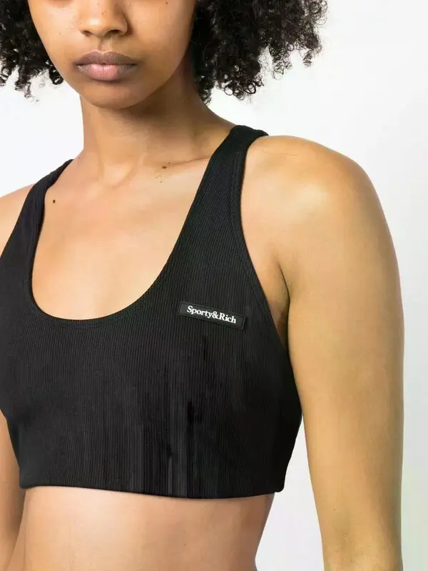 SPORTY & RICH Serif Logo-patch Ribbed Bra