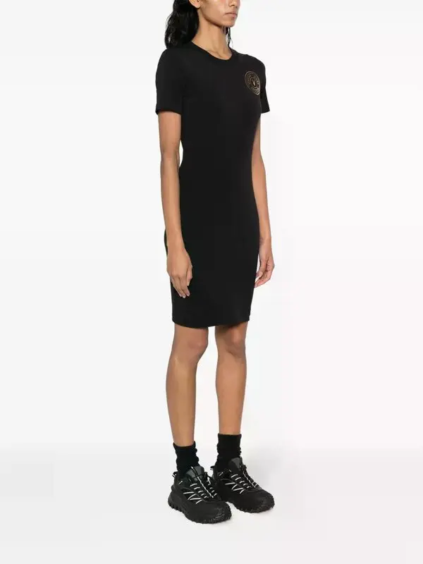 Versace Logo-print Stretch-cotton Dress - Black