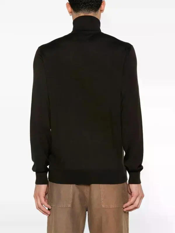 Zegna Ribbed Knit Roll Neck Sweater - Brown