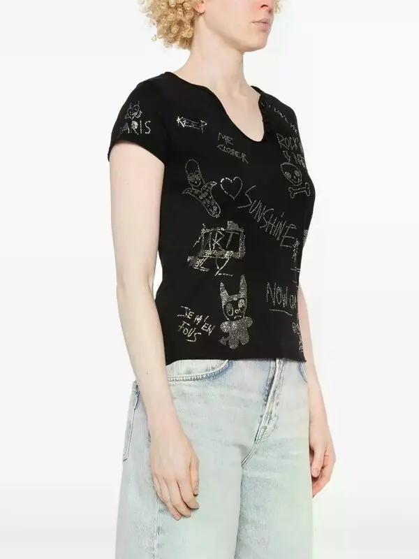 Zadig&Voltaire Henley Crystal-embellished T-shirt