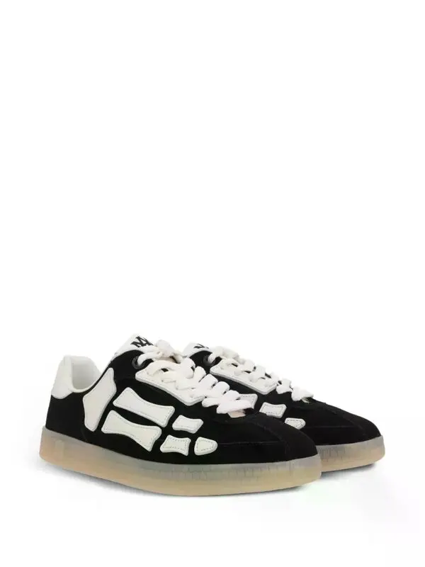 Amiri Suede Bone Appliqué Low Top Sneakers - Black