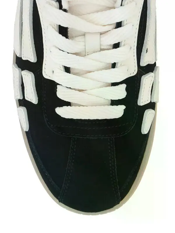 Amiri Suede Bone Appliqué Low Top Sneakers - Black