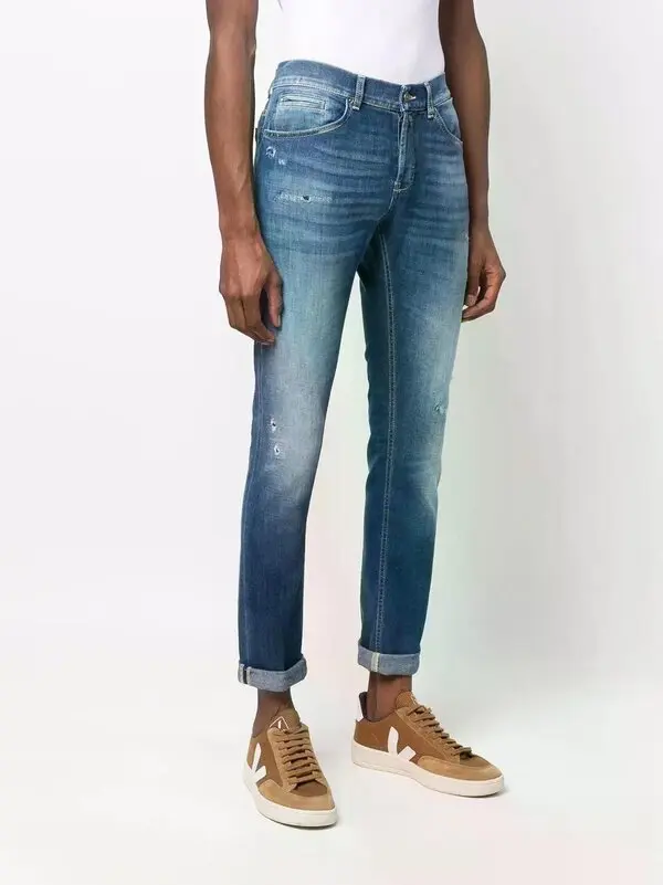 DONDUP Slim Cut Stonewashed Jeans - Blue