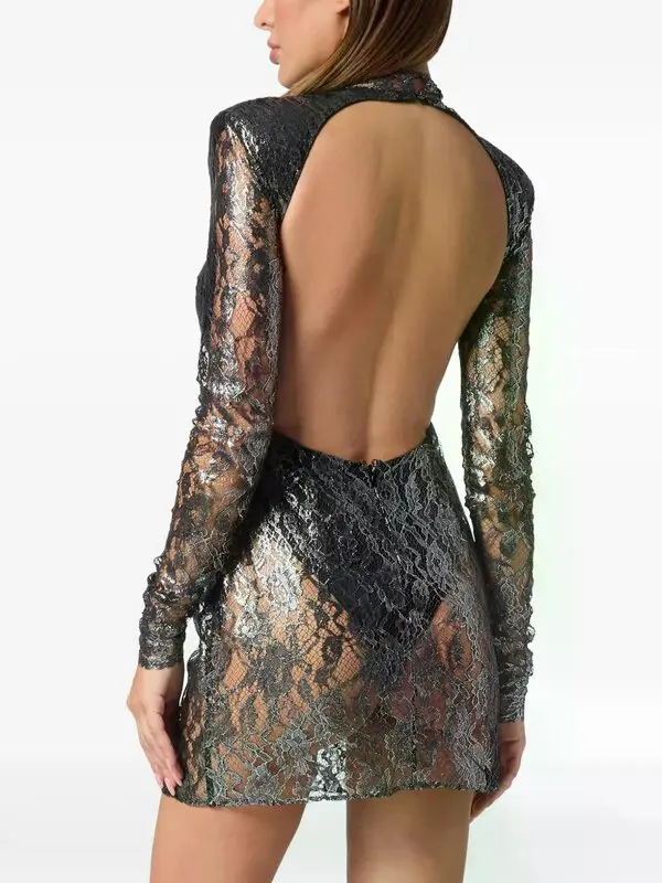 Philipp Plein Crystal Lace Mini Dress