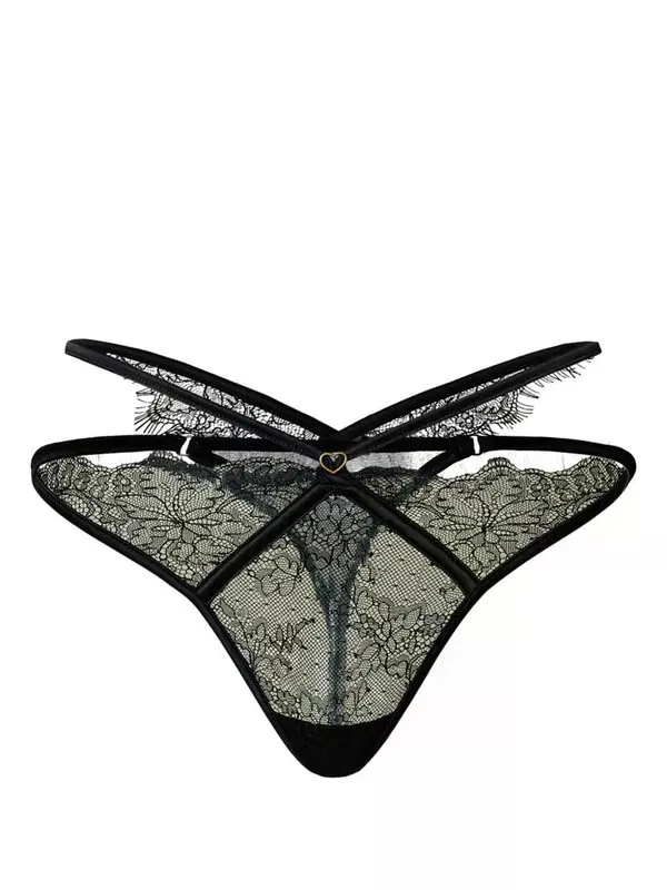 TWINSET Lace-overlay G-string Thongs - Black
